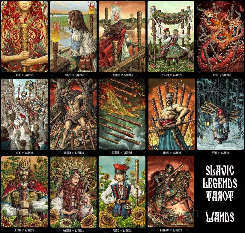 The Slavic Legends Tarot - Size 12cm, Gold edges - Taroteca Studios ...